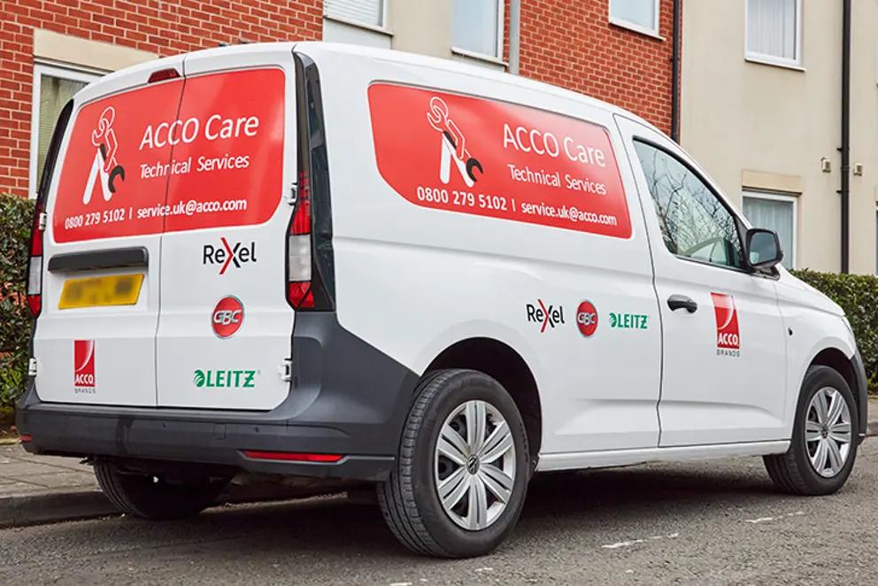 ACCO Care: service, maintain and repair for business machines.
